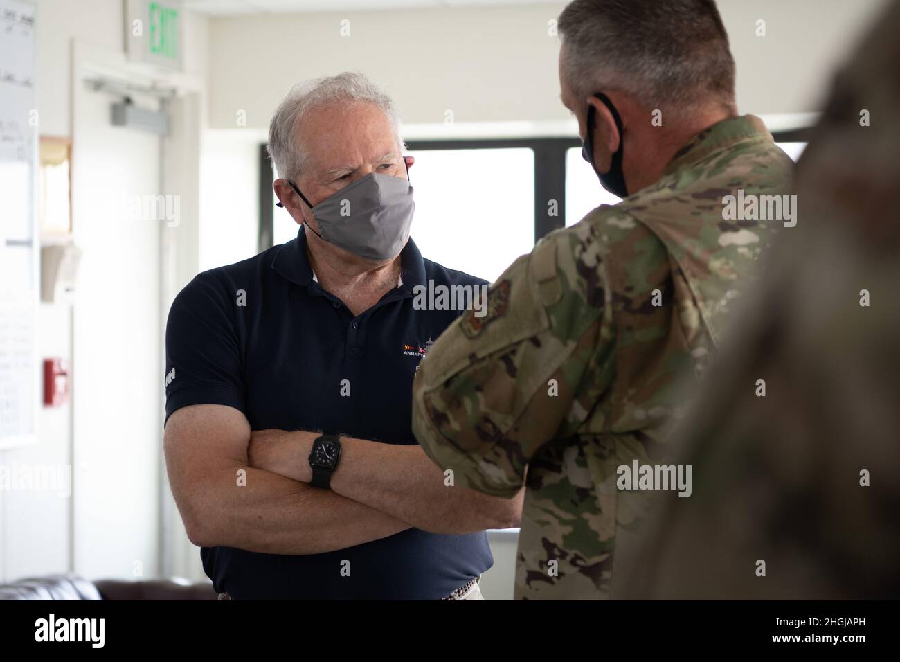 Secretary of the Air Force Frank Kendall, left, converses with U.S. Air ...