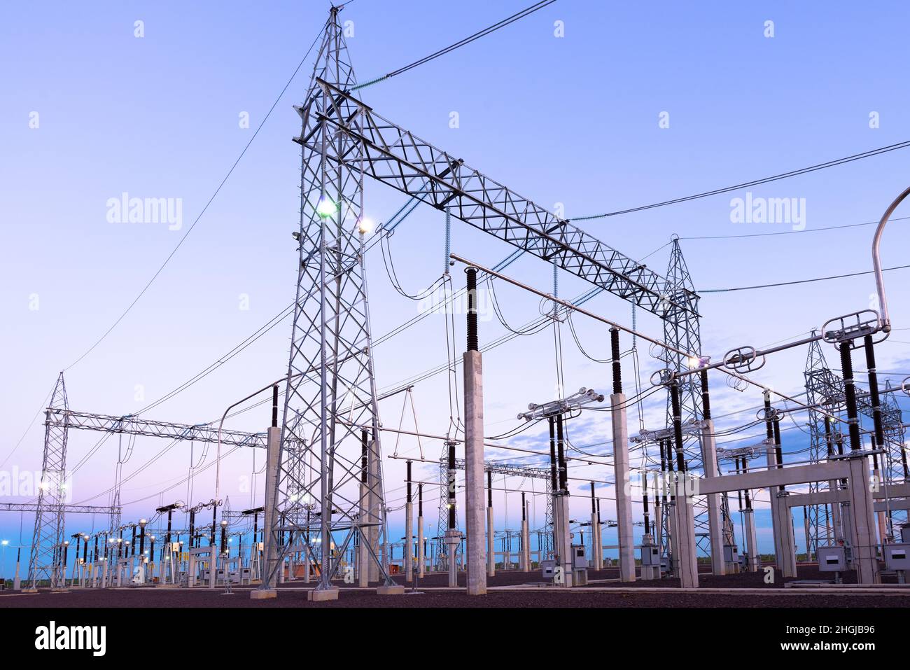 Electric substation in Paraguay at dawn Stock Photo - Alamy