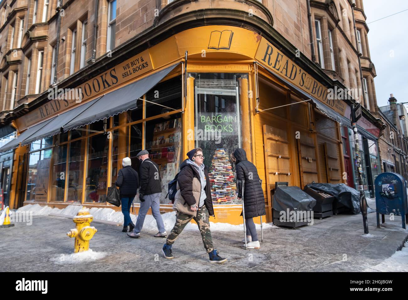 Glasgow, Scotland, UK. 21st January, 2022. A bookstore on the film set ...