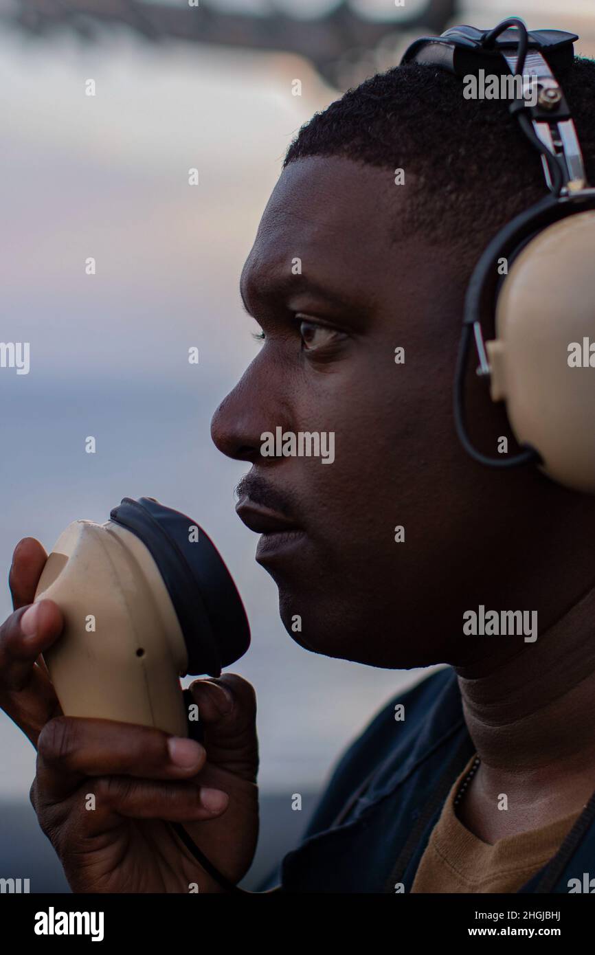PACIFIC OCEAN (Aug. 15, 2021) U.S. Navy Seaman Jordan McDonley, a port ...