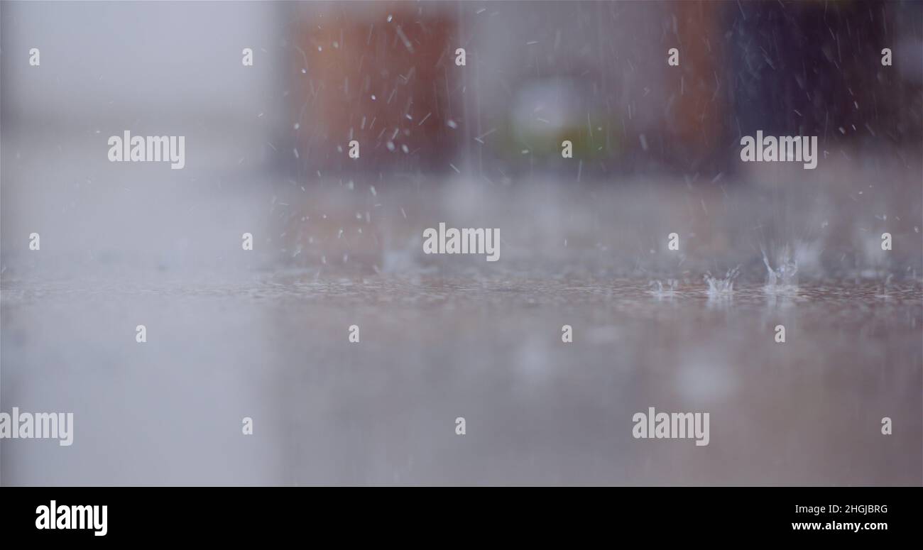 Heavy Rain Falling on Ground, Bad Weather Concept Stock Photo - Alamy