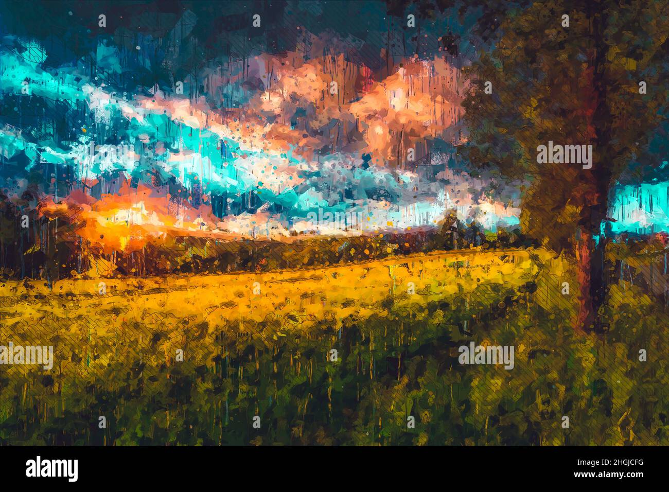 Nature Landscape Scenic Impressionist Painting Van Gogh Style ...