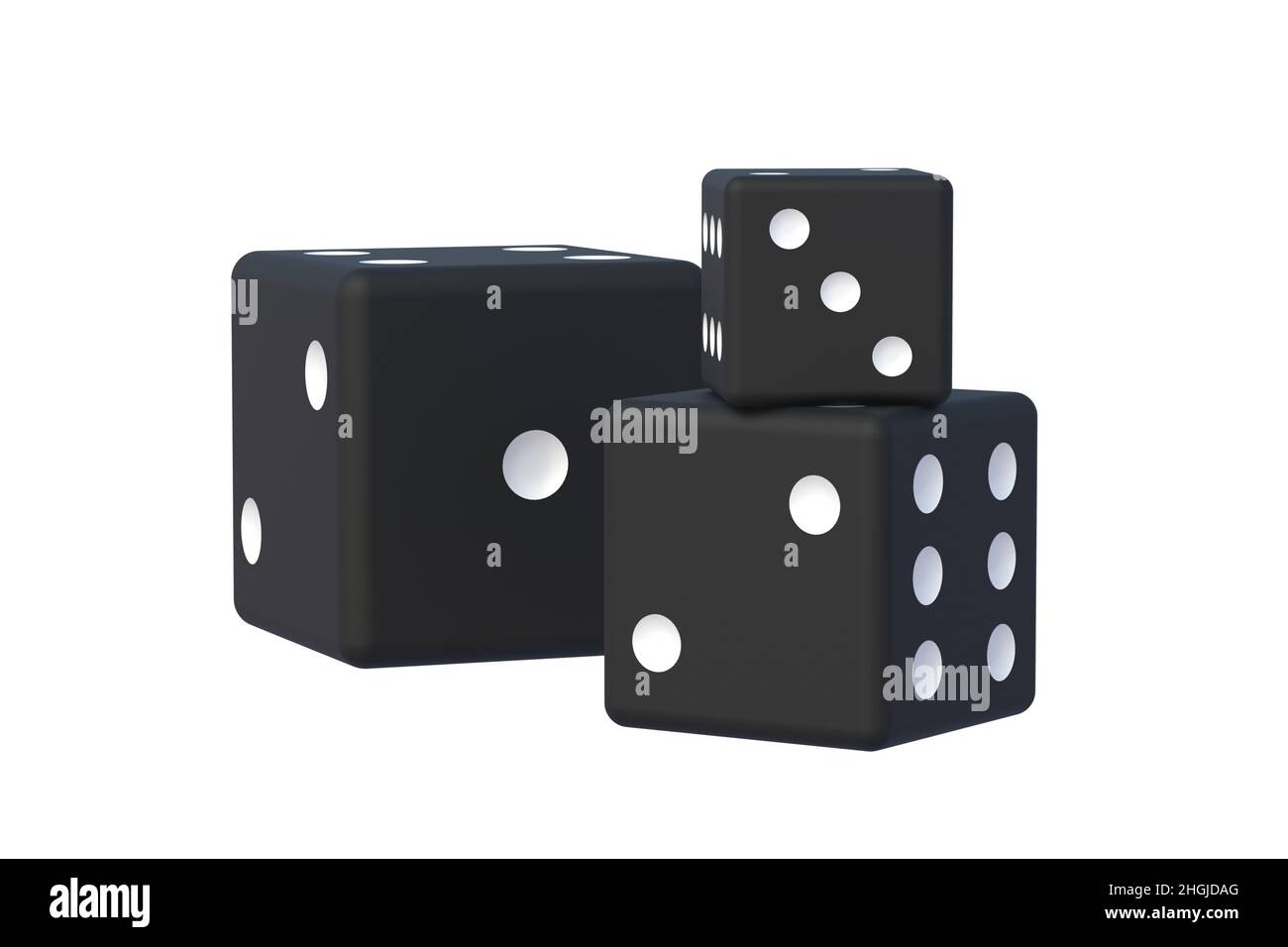 Black dice isolated on white background. 3d render Stock Photo - Alamy