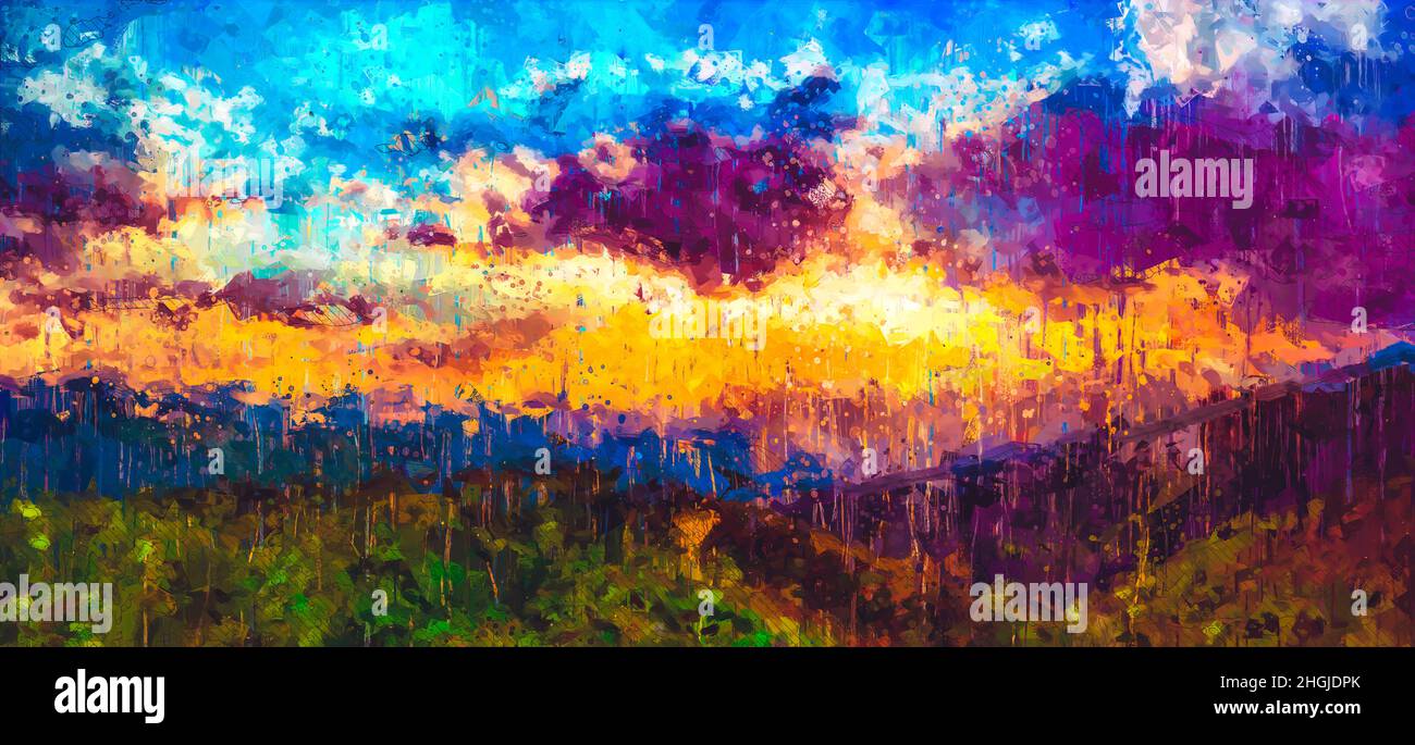 Nature Landscape Scenic Impressionist Painting Van Gogh Style ...