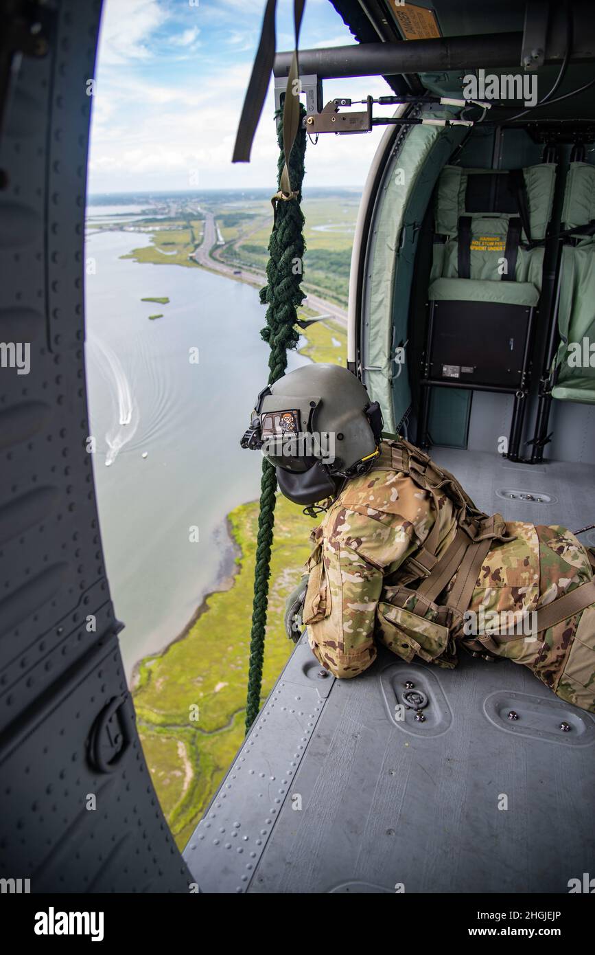 U.S. Army Sgt. Victoria Stackhouse, New Jersey Army National Guard UH-60 Black Hawk helicopter ...