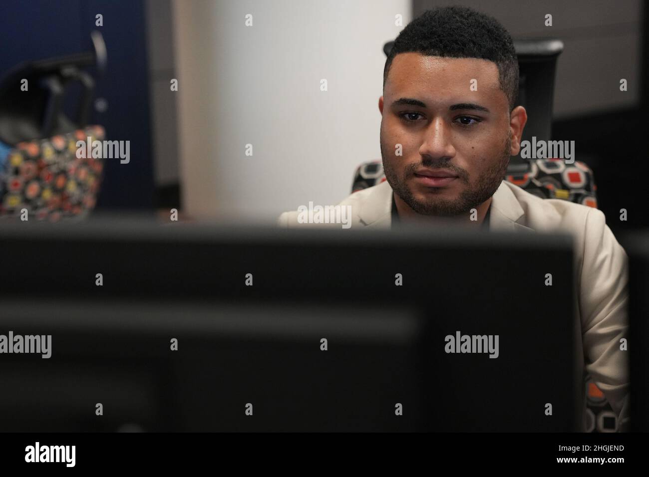 Jimmy Rodriguez, U.S. Air Force Premier College Intern, works at U.S ...