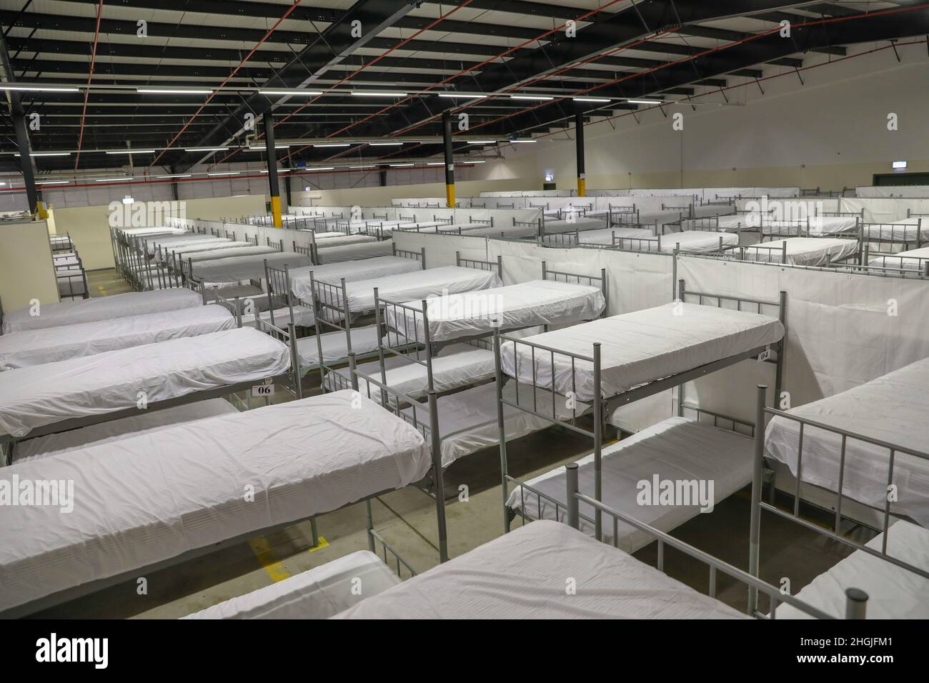 Beds are prepared and ready to receive personnel at the Deployment ...