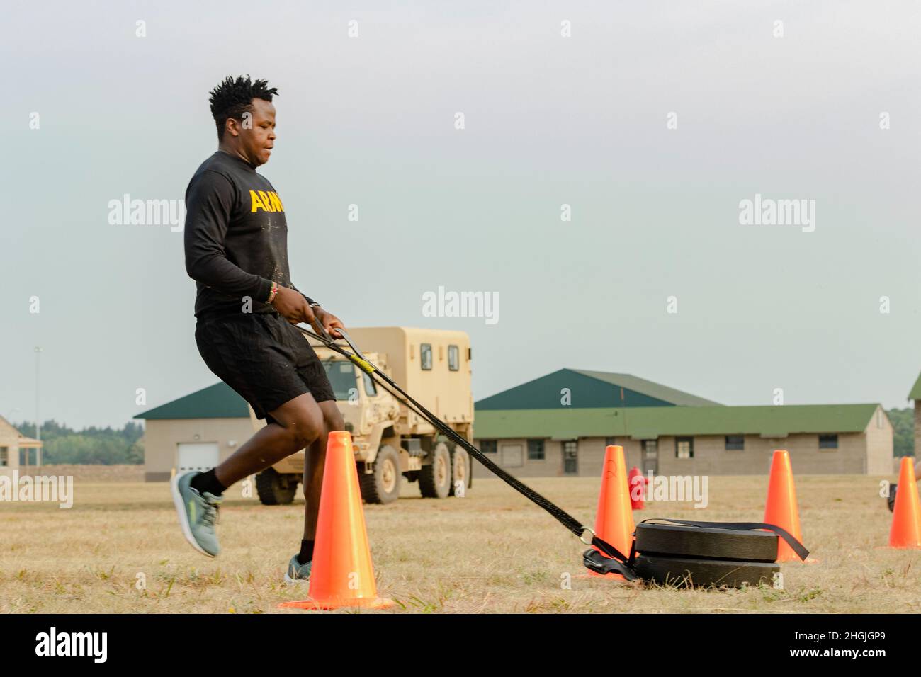 Soldiers from 1-125 Field Artillery, participate in the sprint-drag ...