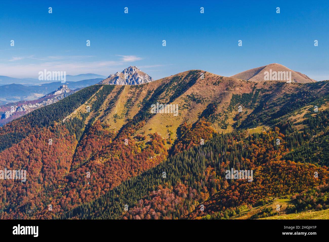 Mountain ridges in the Vratna valley in the national park Mala Fatra ...