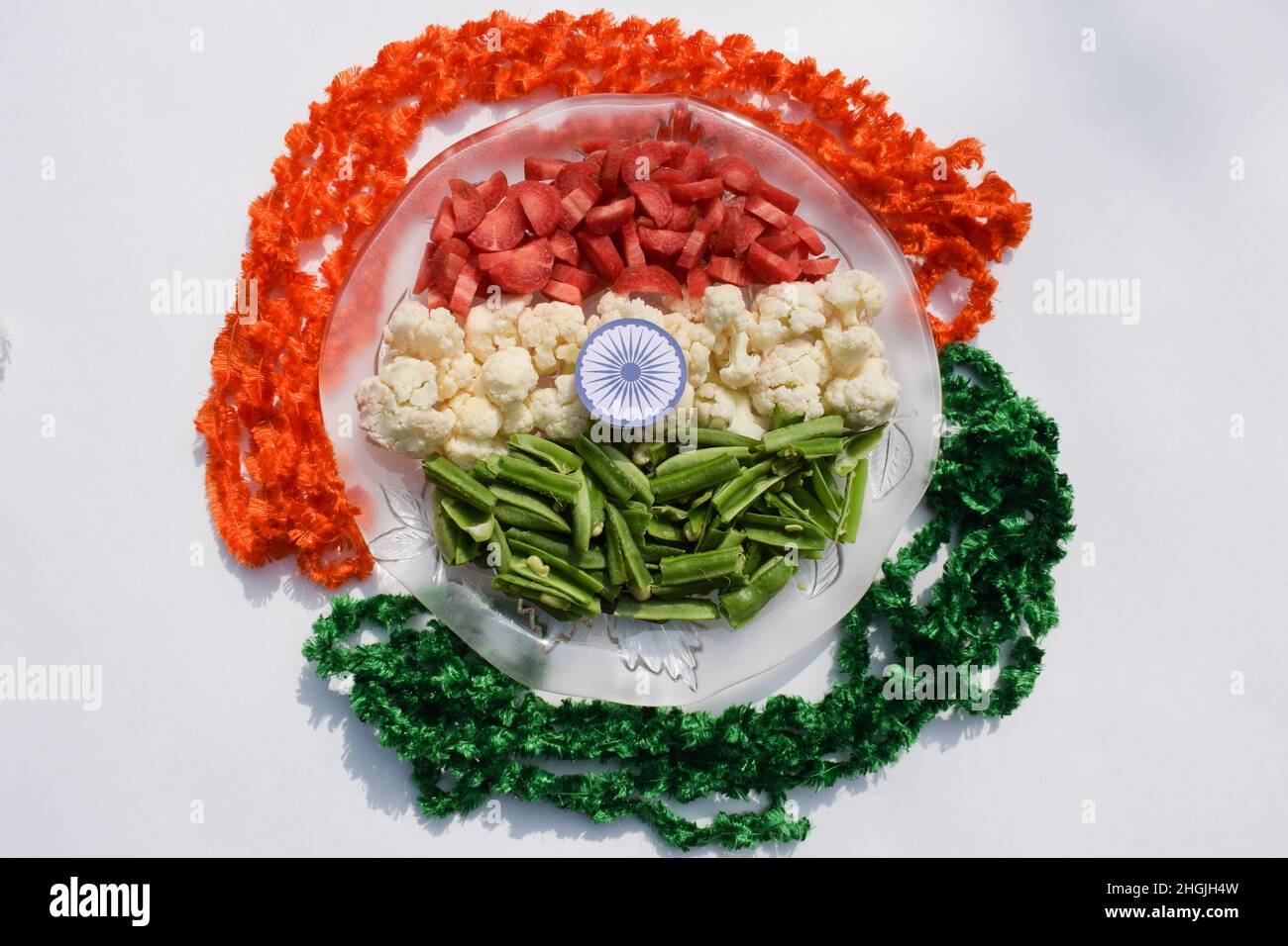 Flag of India with chopped vegetables. Republic day and independence ...