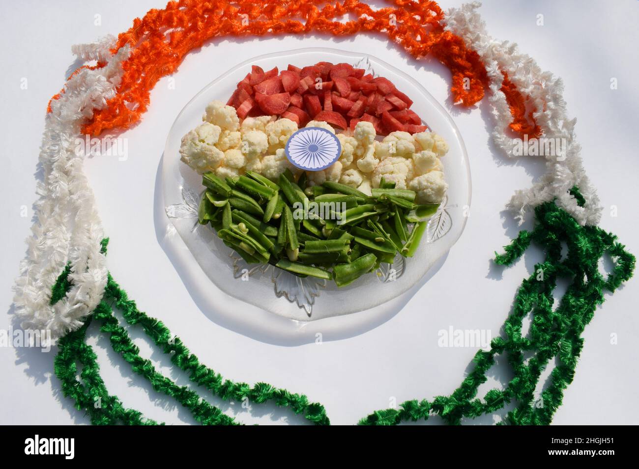 Flag of India with chopped vegetables. Republic day and independence ...