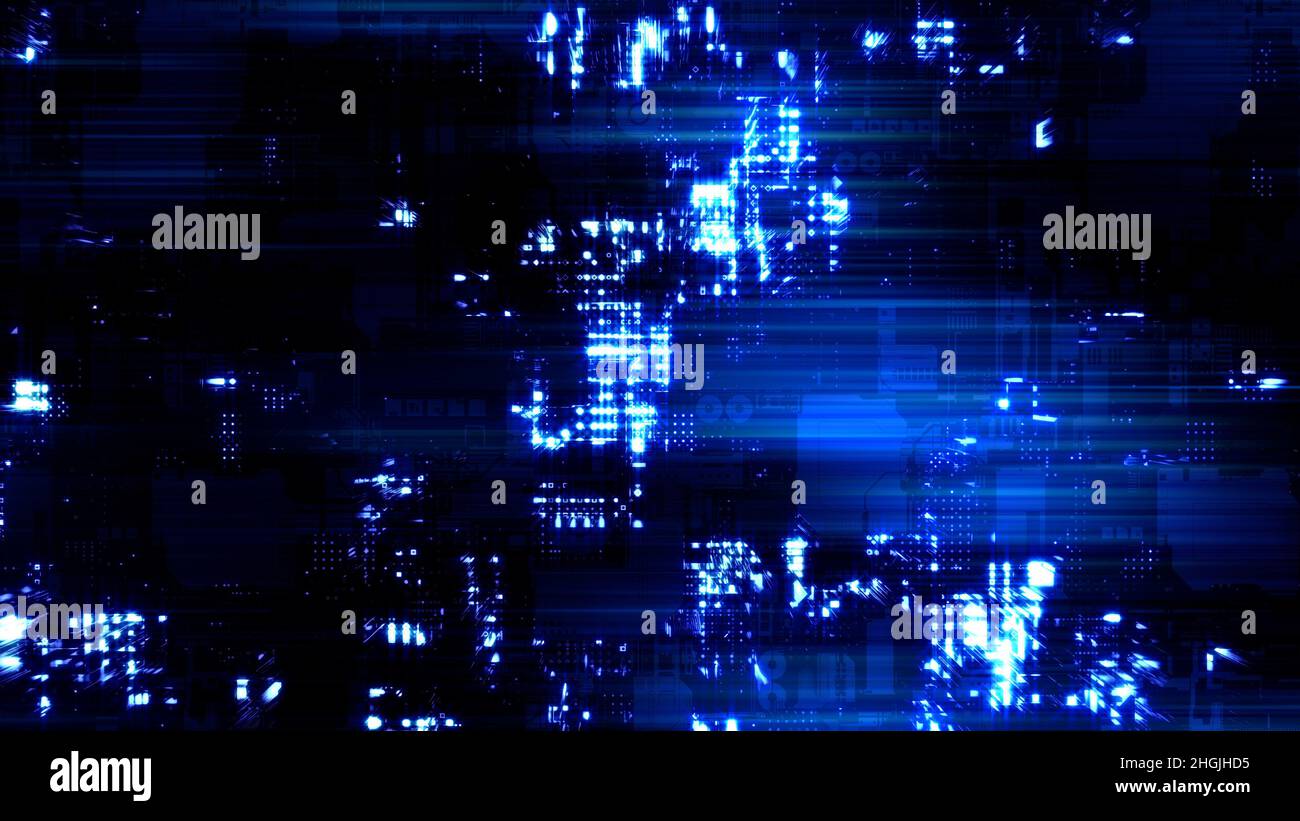 Blue shining futuristic cyber punk hi-tech bg - abstract 3D rendering ...