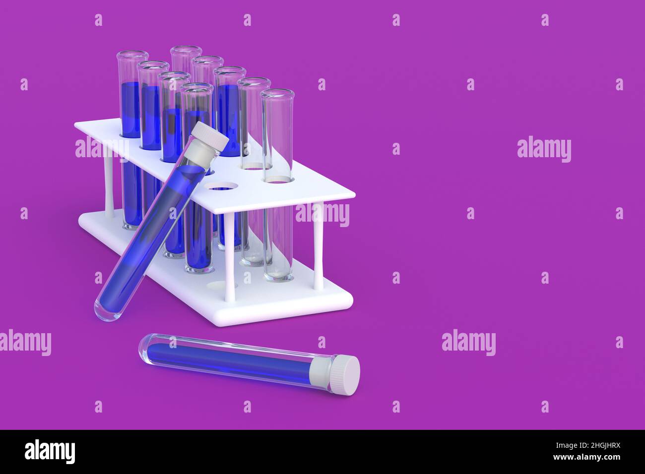 Test tubes with liquid in holder. Scientific experiments. Development ...