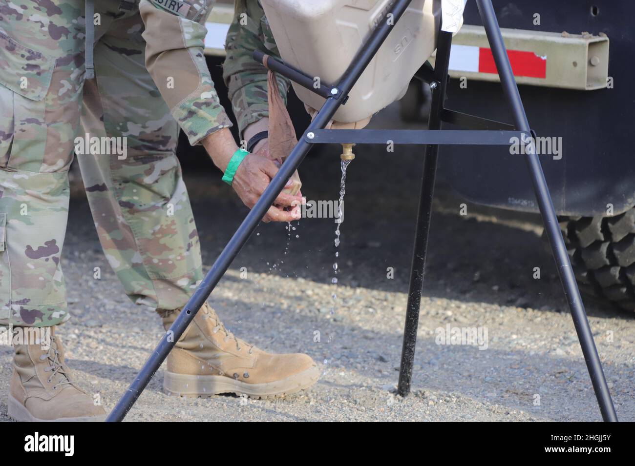 A Soldier washes his hands during Rotation 21-09 at the Joint Readiness ...