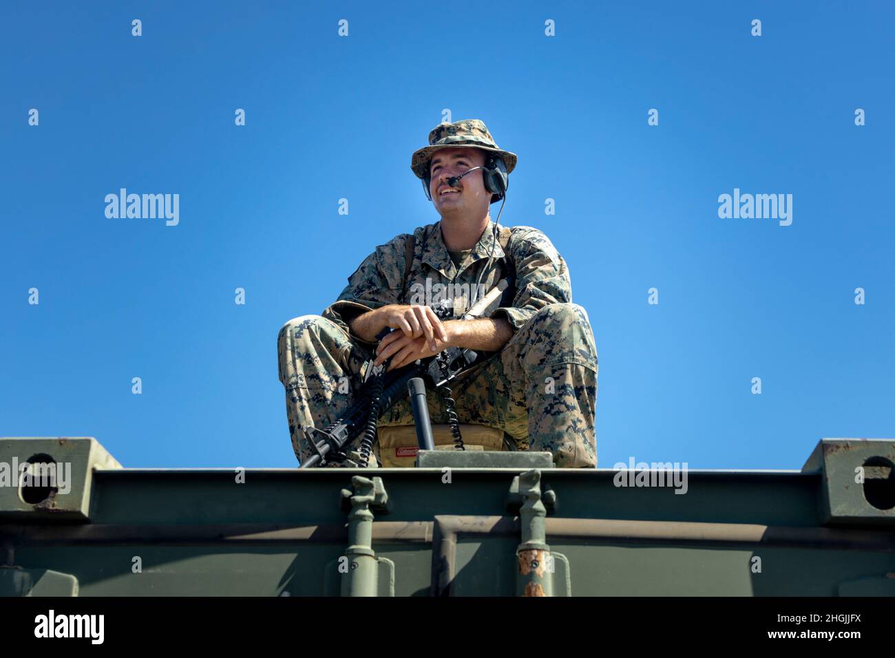 U.S. Marine Corps Cpl. Michael Tingley, an air traffic controller with Marine Medium Tiltrotor ...