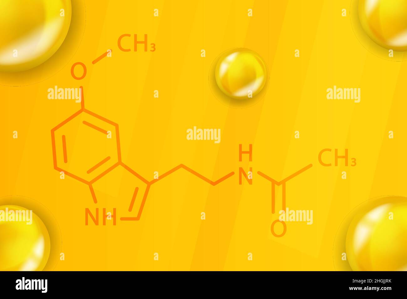Melatonin chemical formula. Melatonin 3D Realistic chemical molecular ...