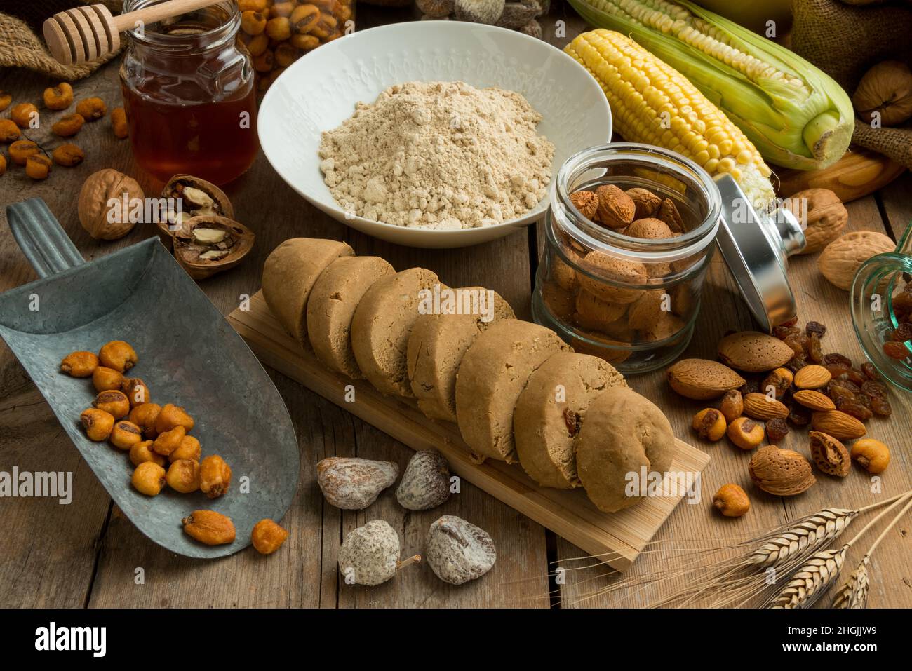 Food still life with Canarian gofio Stock Photo - Alamy