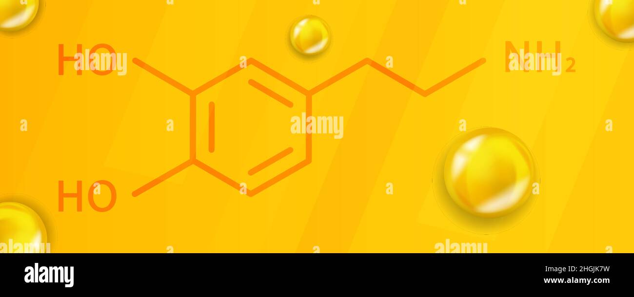 Dopamine chemical formula. Dopamine 3D Realistic chemical molecular ...