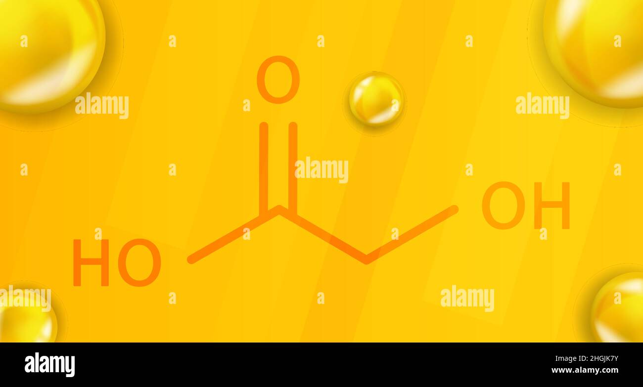 Glycolic acid chemical formula. Glycolic acid 3D Realistic chemical ...