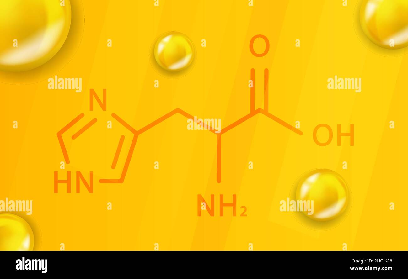 Histidine chemical formula. Histidine 3D Realistic chemical molecular ...