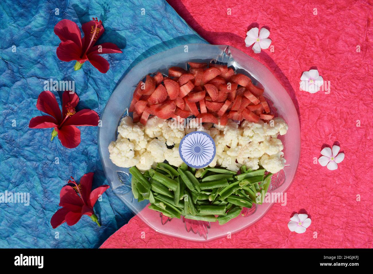Flag of India with chopped vegetables. Republic day and independence ...