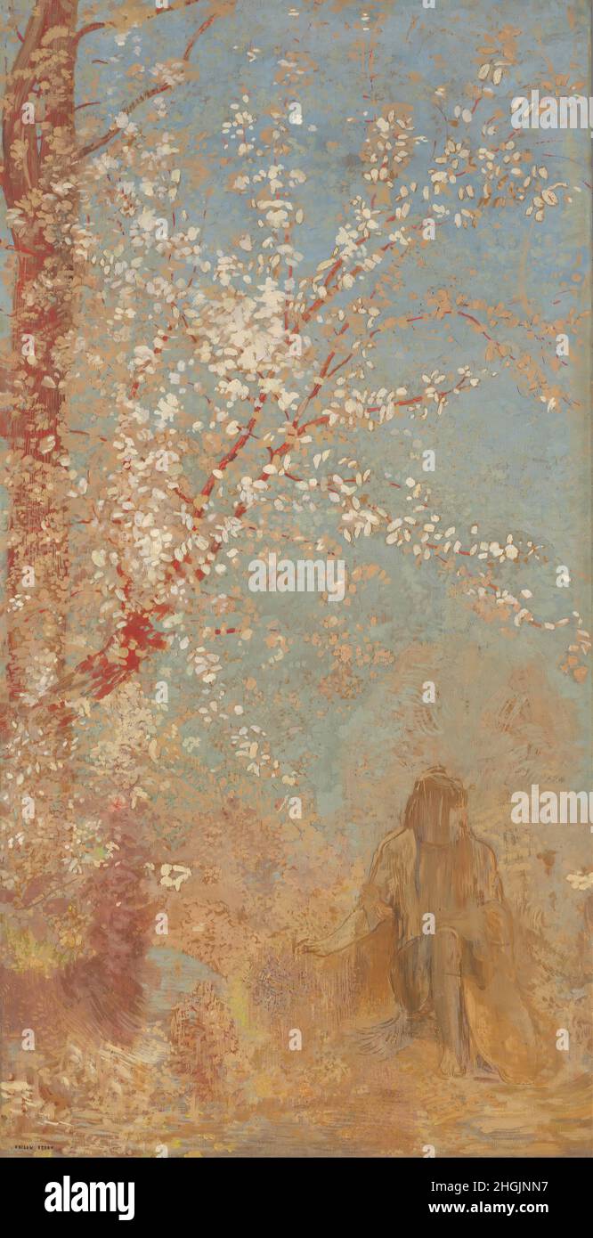 Odilon Redon - Figure under a blossoming tree Stock Photo - Alamy
