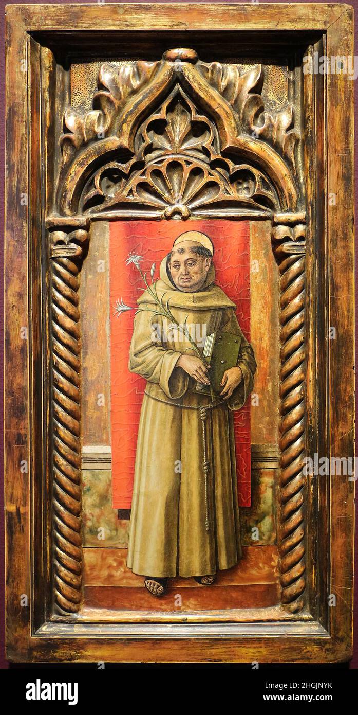 Saint Anthony of Padua - 1450c - oil on wood 36 x 18 cm - Crivelli ...