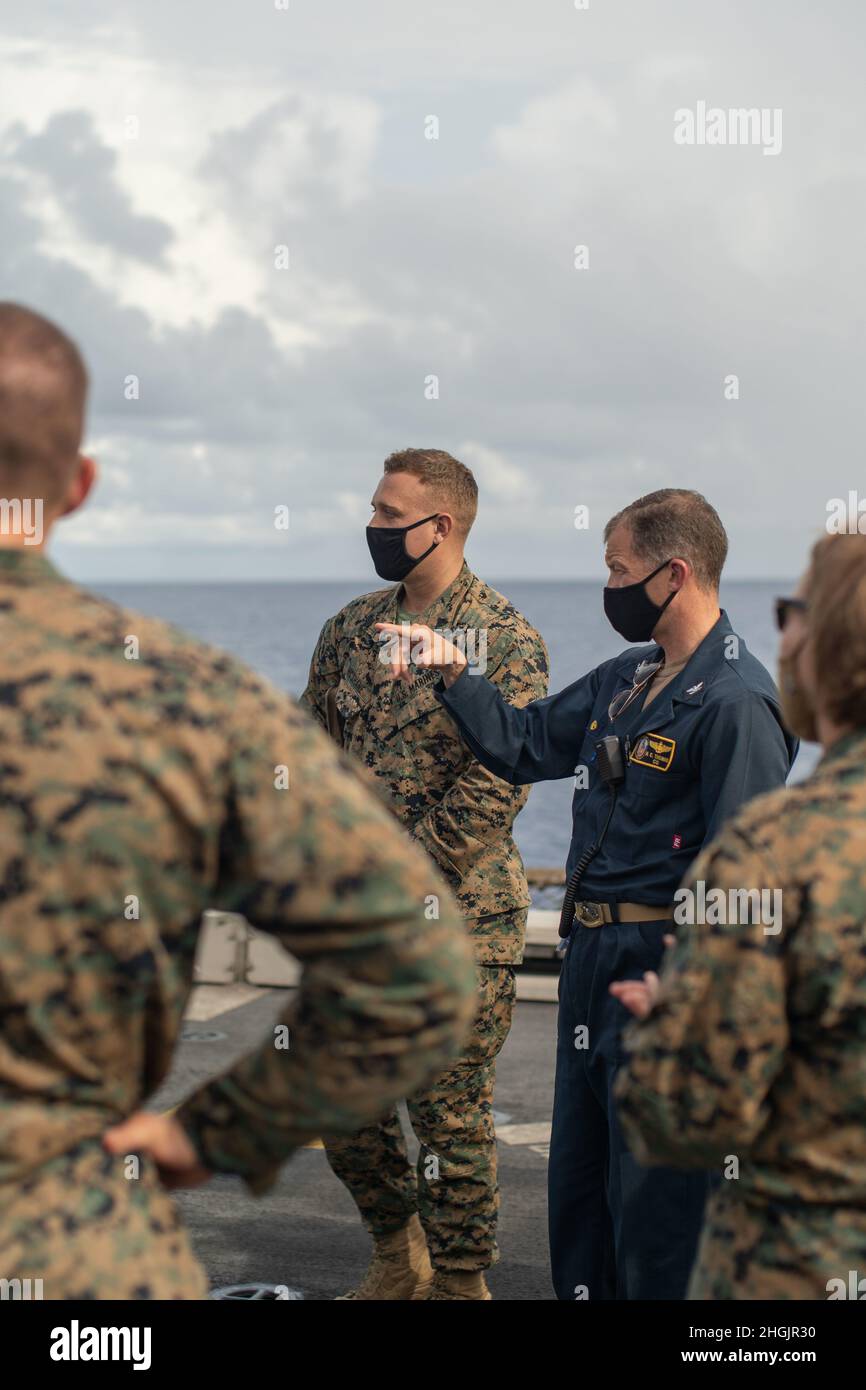 U.S. Navy Capt. Mathew Thomas, commanding officer of amphibious ...
