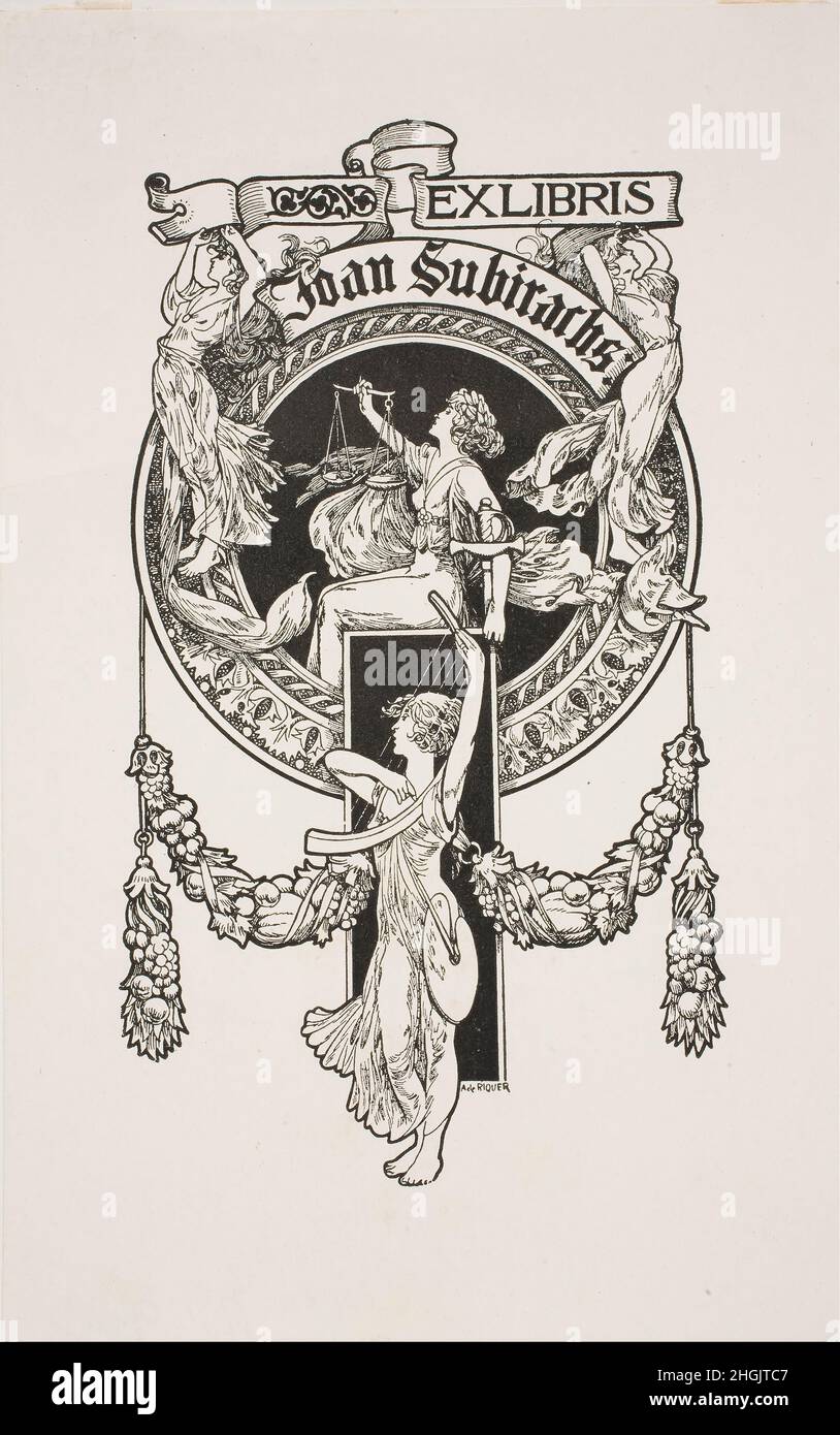 Alexandre de Riquer - Book-plate of Joan Subirachs Stock Photo - Alamy