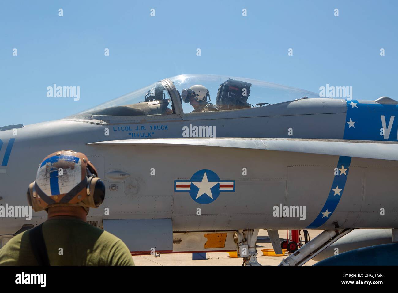U.S. Marines Capt. Jared Bramble, a pilot with Marine Fighter Attack Squadron 112 (VMFA-112 ...