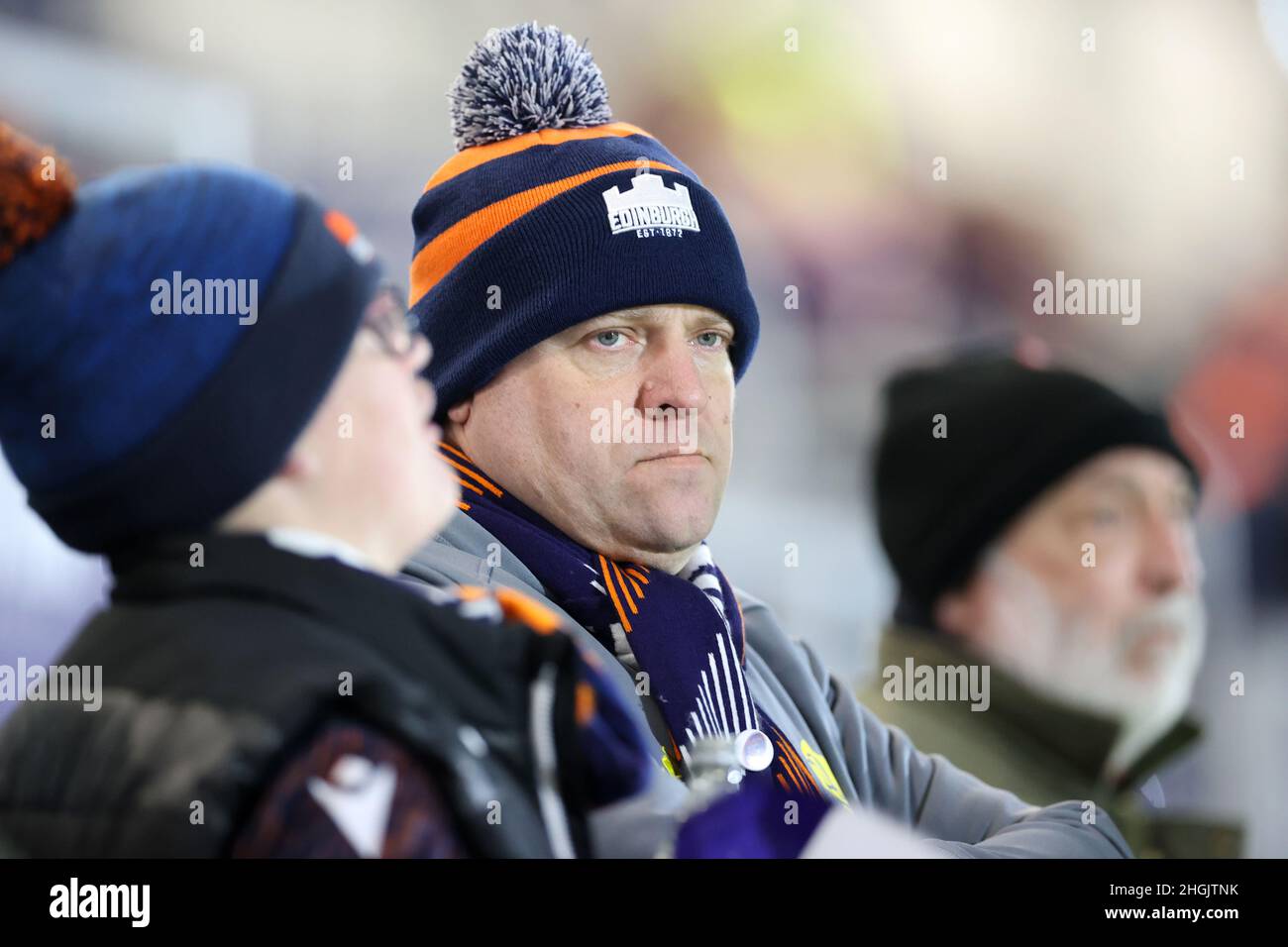 An Edinburgh fan in the stands before the EPCR Challenge Cup, Pool C ...
