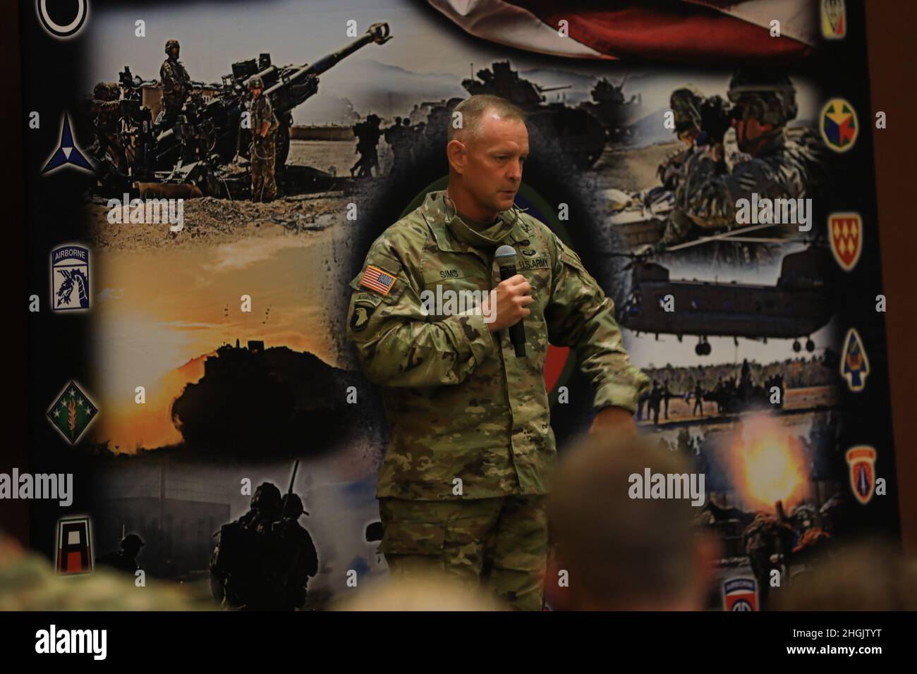 CSM Todd Sims gives a speech to the FORSCOM Retention teams at Cole ...
