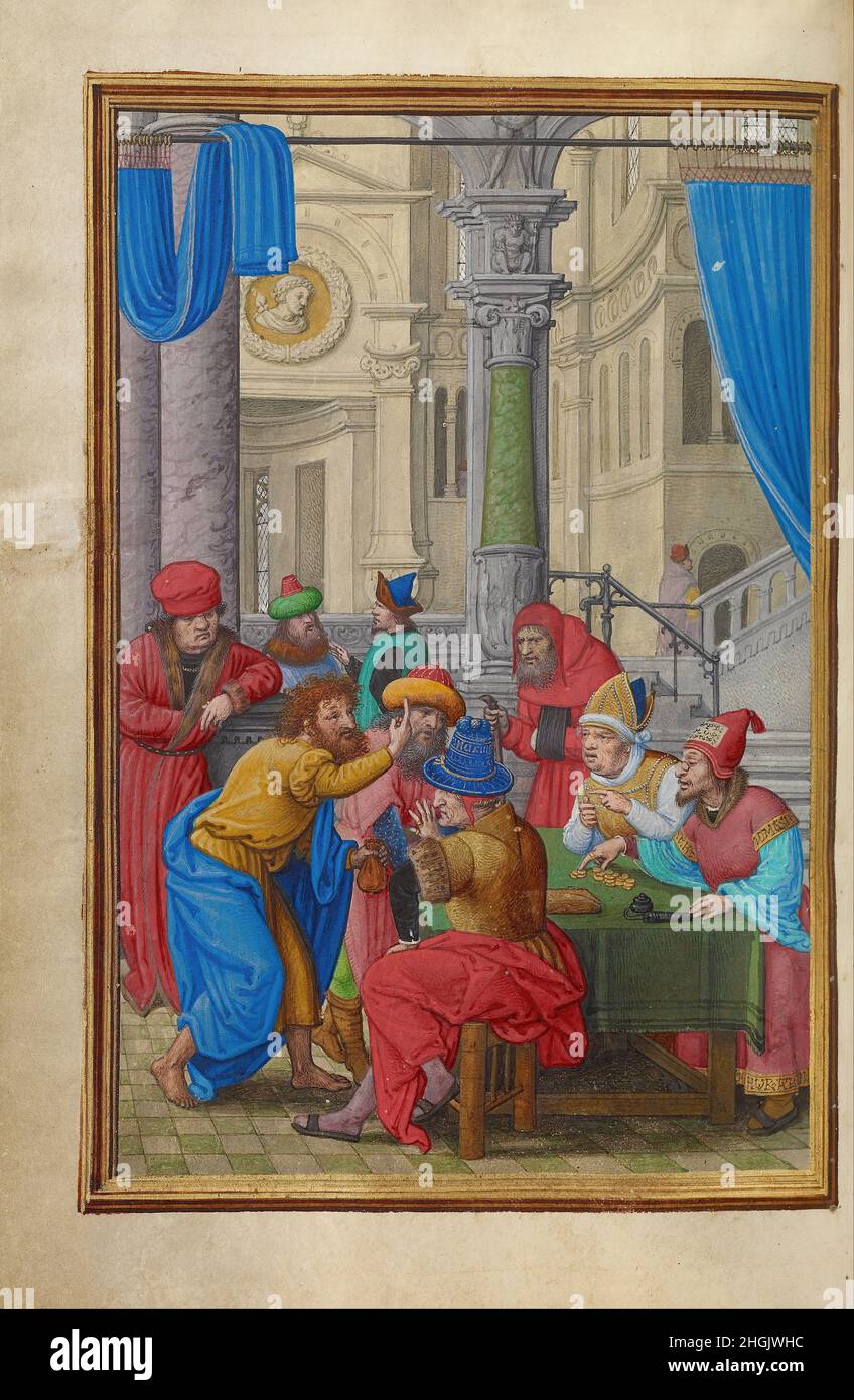 Simon Bening (Flemish - Judas Receiving the Thirty Pieces of Silver ...
