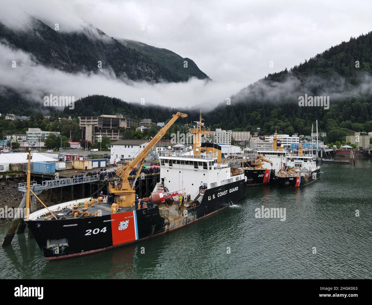 Coast Guard Cutters Kukui, Elm, and Anthony Petit moored at Coast Guard ...