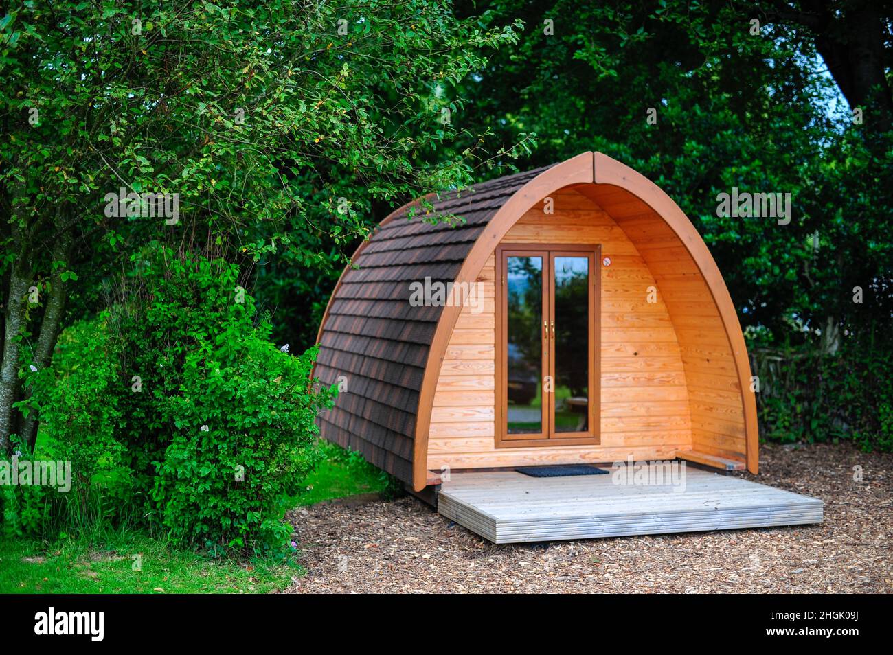 Camping Pods at the Old Rectory, Gulworthy, near Tavistock, Devon Stock ...