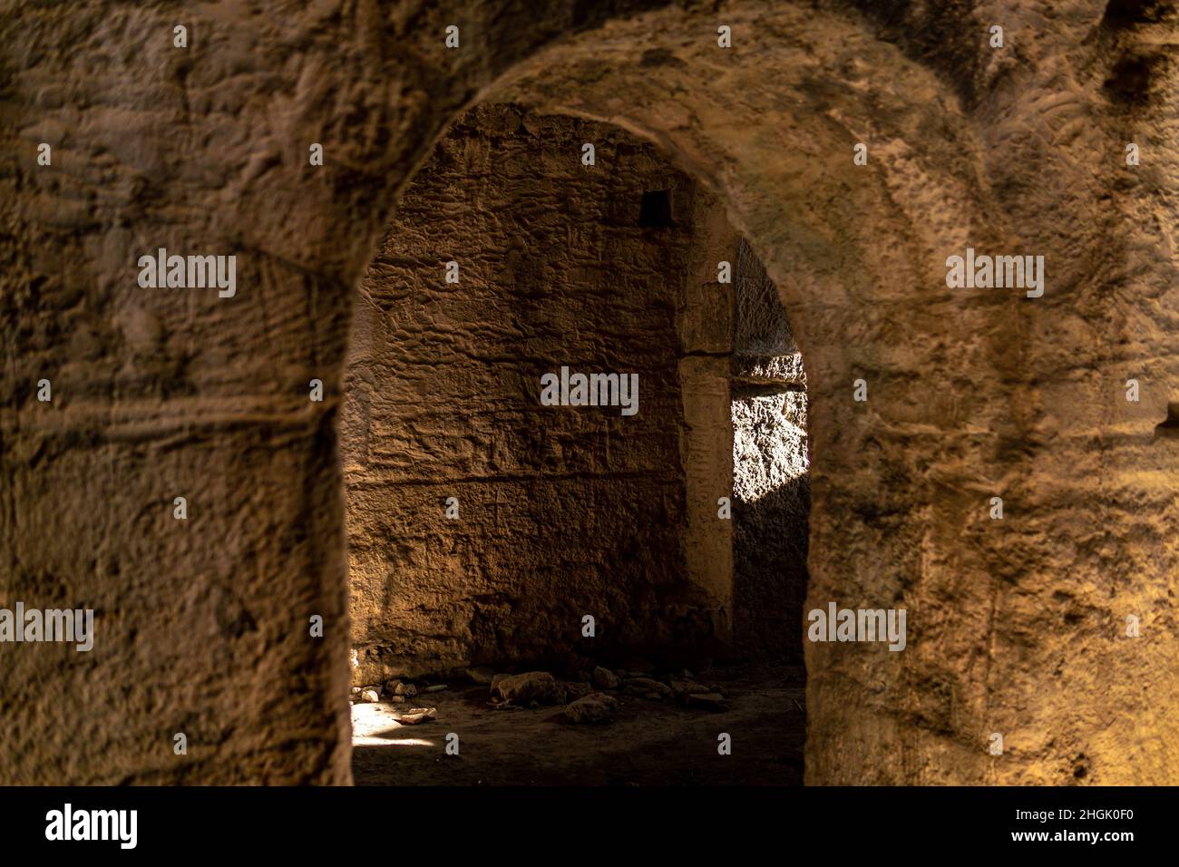 interior of the dungeon of some ancient ruins Stock Photo - Alamy