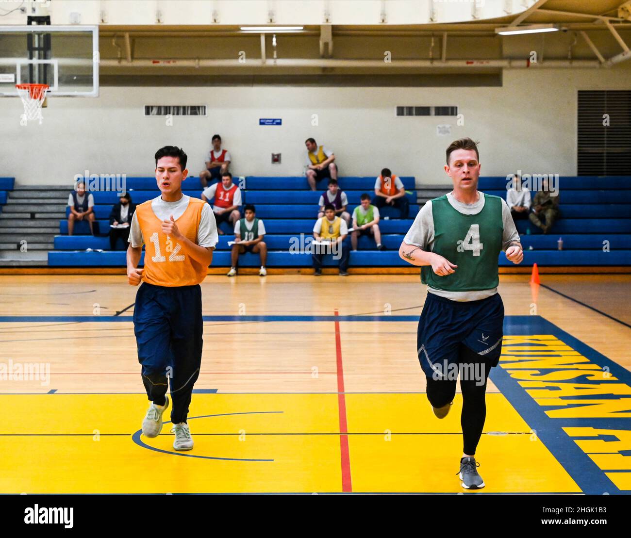 8th Fighter Wing Airmen run during the 20-meter shuttle run portion of ...