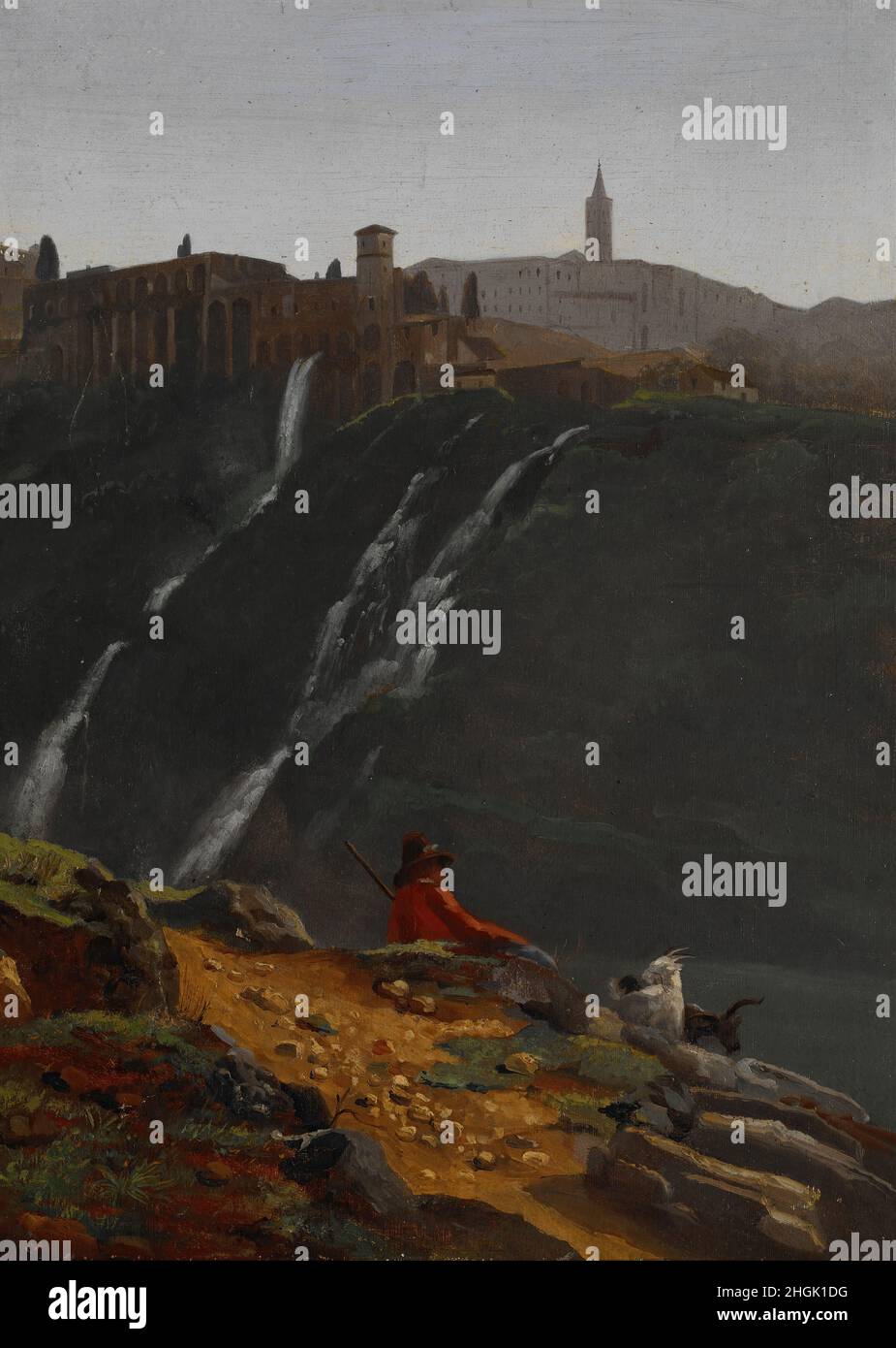 Michallon, Achille Etna - Goatherd Opposite the Falls of Tivoli Stock ...