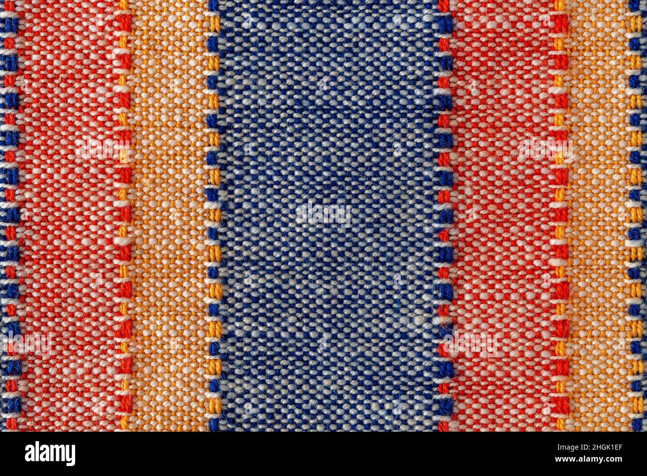 Macro texture of plain weave fabric. Striped cloth background of red ...