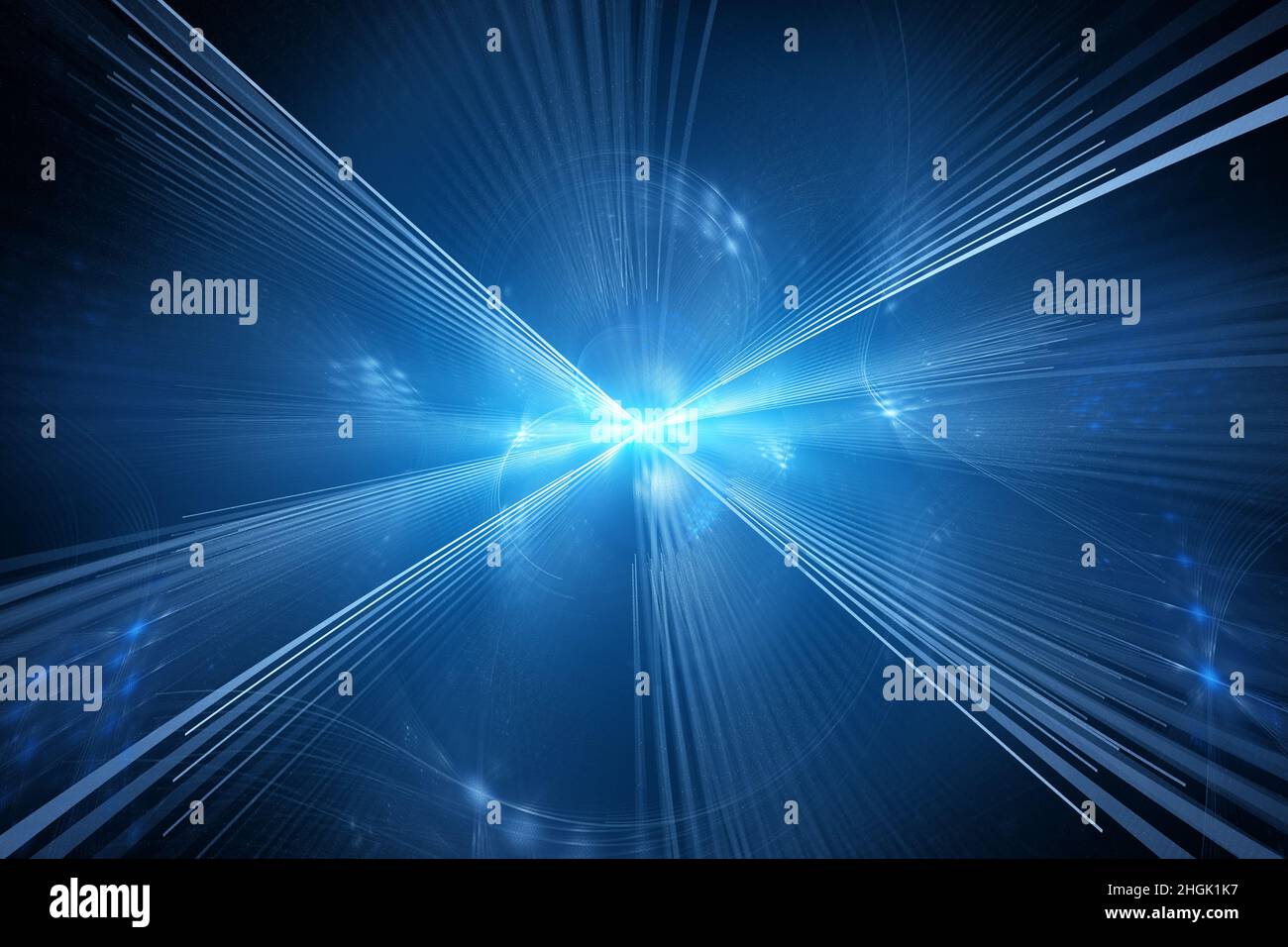 Blue glowing laser light with source, computer generated abstract ...