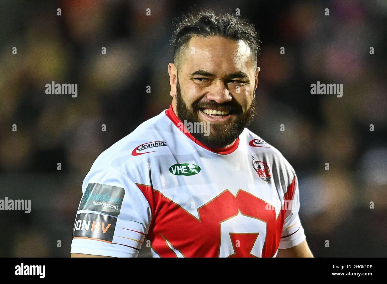Konrad Hurrell (23) of St Helens during pre match warm up Stock Photo ...