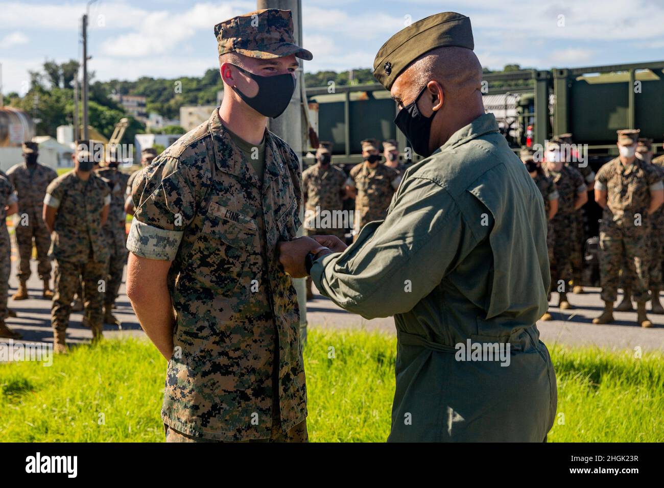 U.S. Marine Corps Maj. Gen. Brian Cavanaugh (right), Commanding General ...