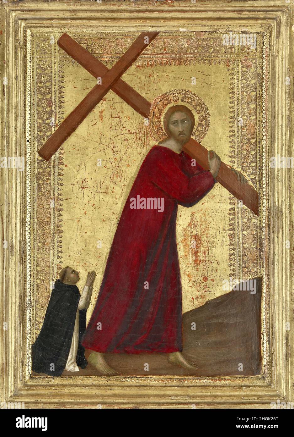 Christ Bearing the Cross, with a Dominican Friar - 1350c. - tempera su ...