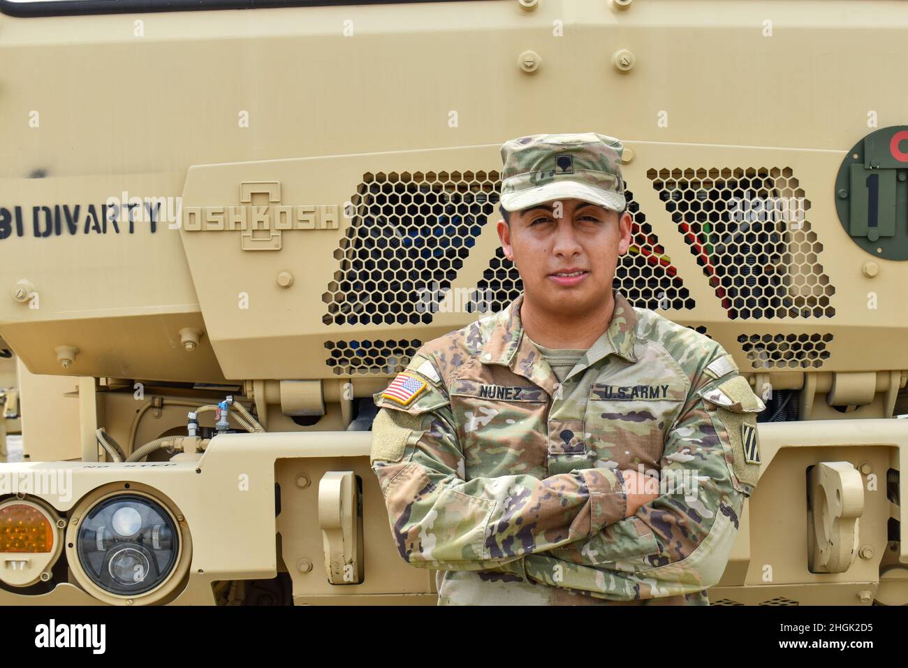 U.S. Army Spc. Marcos Nunez, a field artillery firefinder radar ...