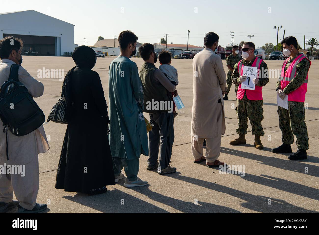 NAVAL STATION ROTA, Spain (Aug. 27, 2021) Evacuees from Afghanistan ...