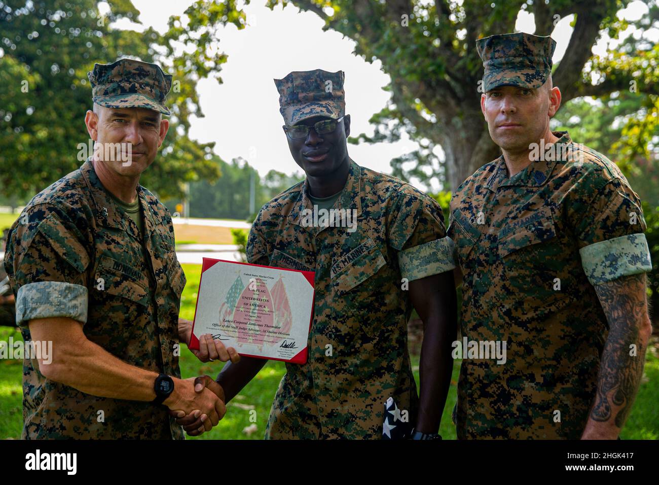 U.S. Marine Corps Maj. Gen. Francis Donovan, left, commanding general ...