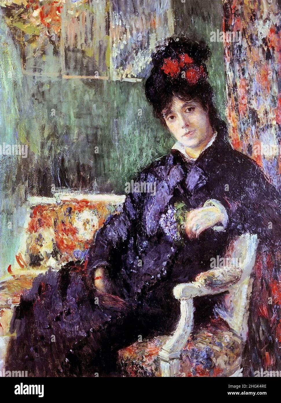 Monet Claude - Private Collection - Camille holding a posy of violets ...