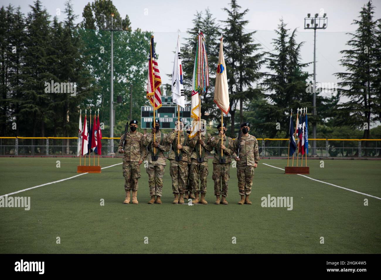 The U.S. Army Materiel Support Command-Korea color guard stands at ...