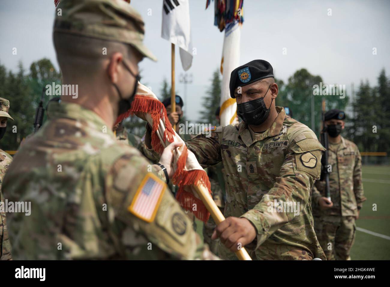 SGM David Caleb receives the brigade colors during the U.S. Army ...