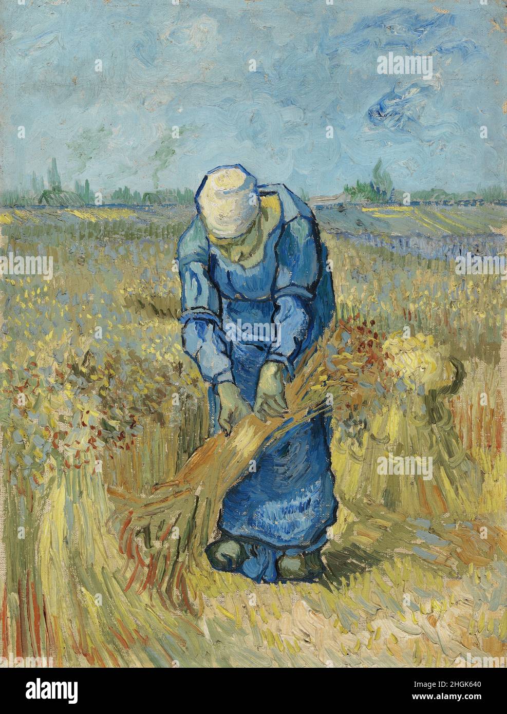 Peasant Woman Binding Sheaves - after Millet - 1889 - Oil on canvas 43. ...